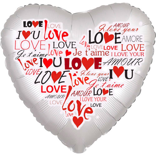 Pallone mylar cuore 18 pollici (46cm) scritte Love