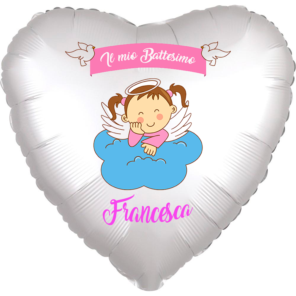 Pallone mylar cuore 36" (92 cm) Il mio Battesimo bimba