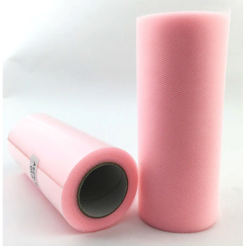 Tulle in rotolo colore Rosa Pastello. Altezza 15 cm x 23 metri.