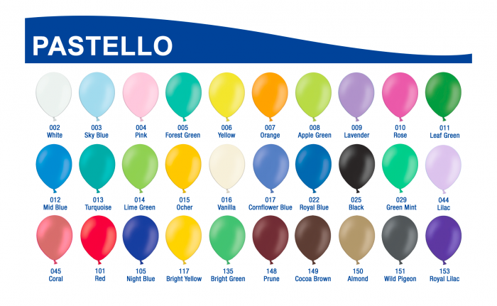 Tabella Colori Palloncini newballoonstore milano
